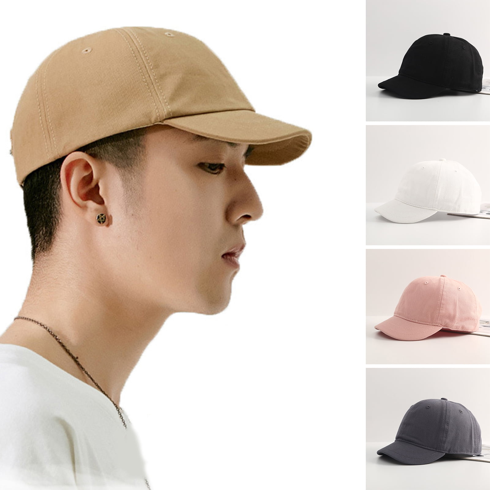 Guiexla Men Baseball Hat Solid Color with Brim Breathable Anti-slip ...