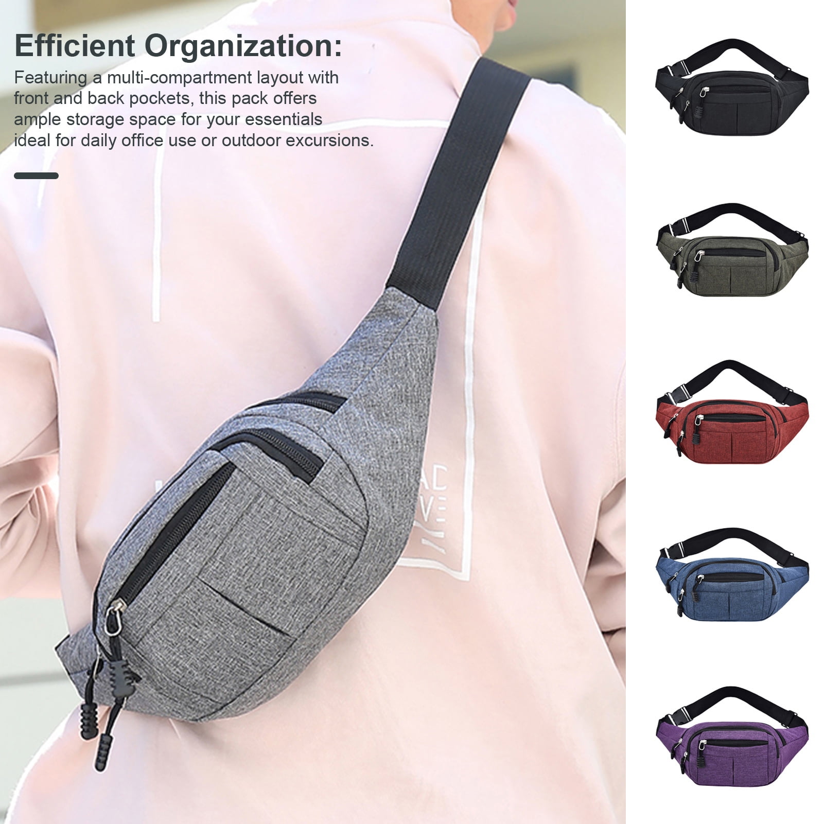 Guiexla Men Fanny Pack Phone Bag Splash-resistant Elastic Adjustable ...