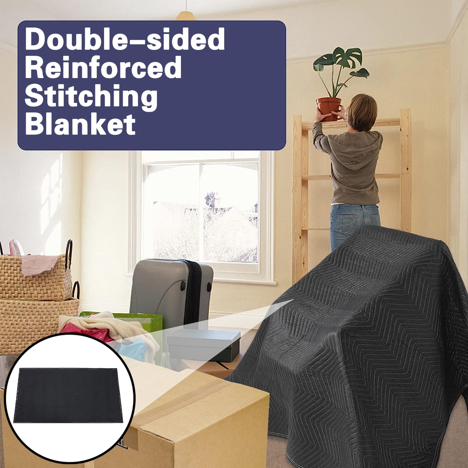 Guiexla Moving Blankets Double-Sided Stitching Heavy-Duty Packing ...