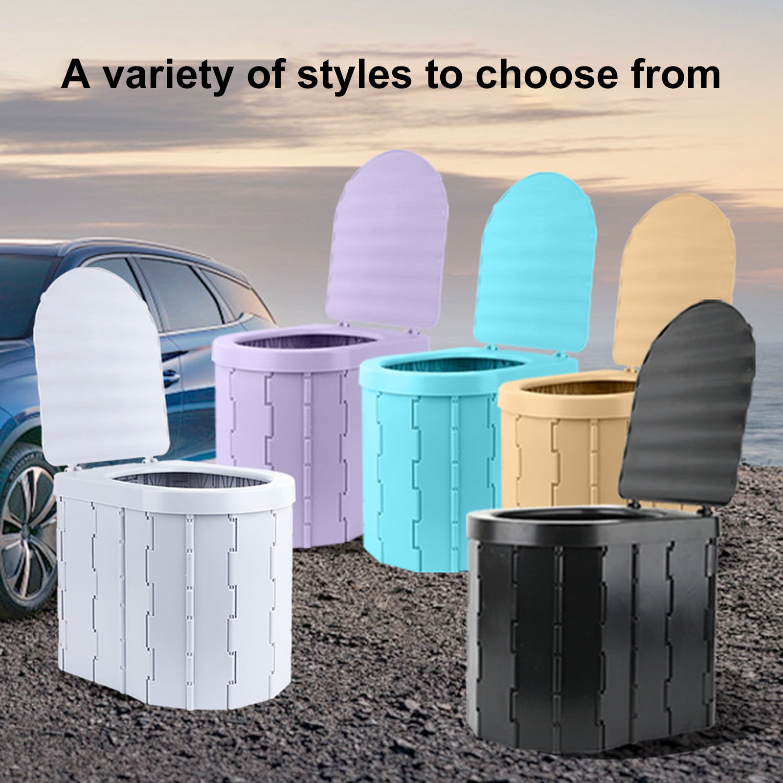 Guiexla Outdoor Folding Toilet with Lid Great Load Bearing Portable ...