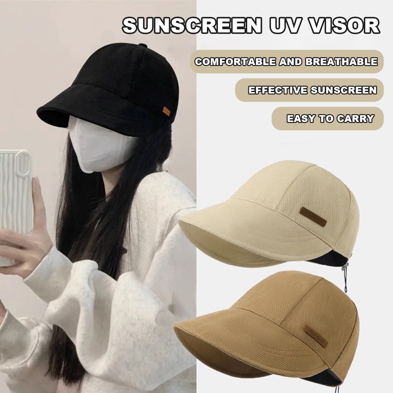 Guiexla Outdoor Hat Sun Anti UV Wide Brim Solid Color Adjustable ...