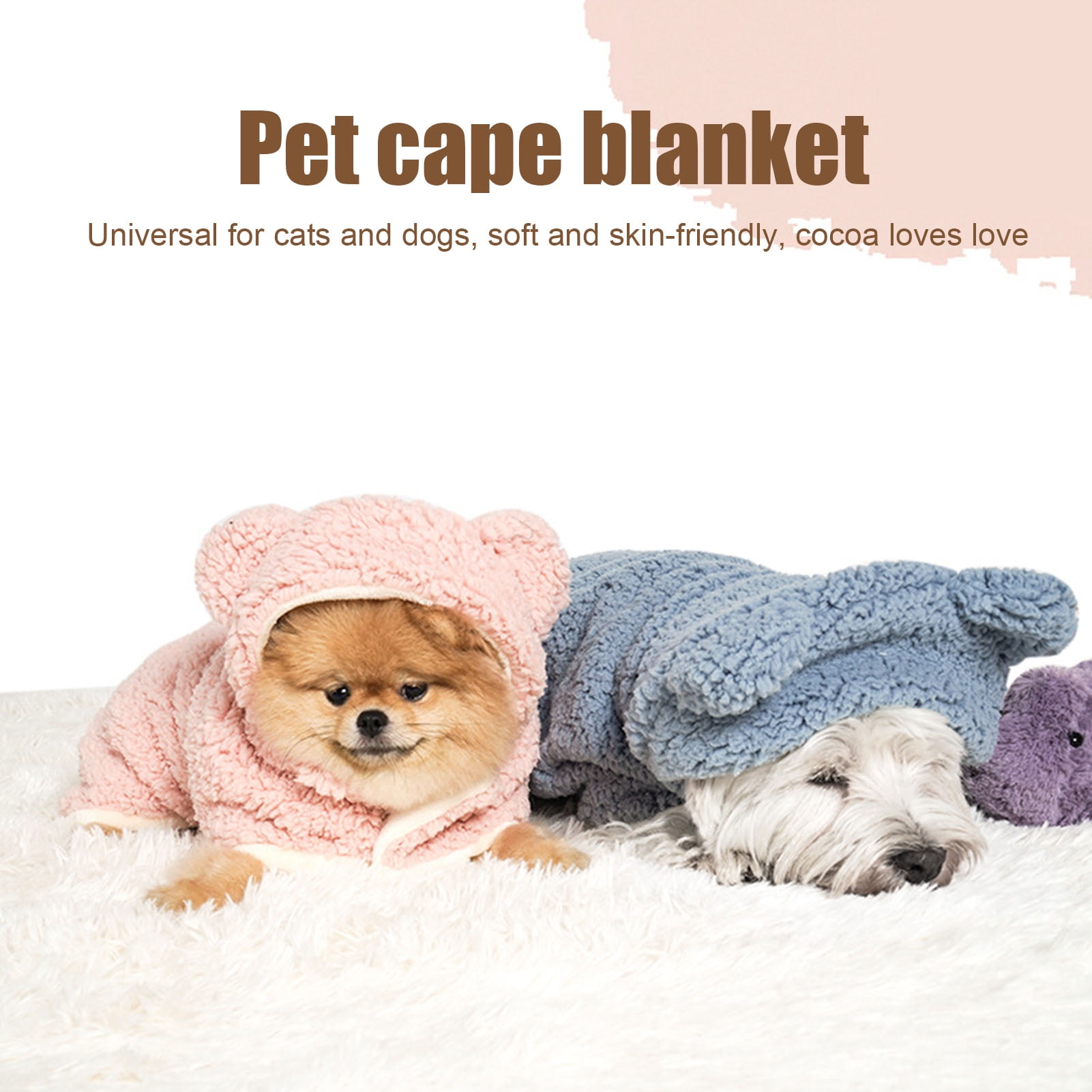 Guiexla Pet Cape Blanket Winter Fleece Warm Dog Robe with Hood Cat Cold ...