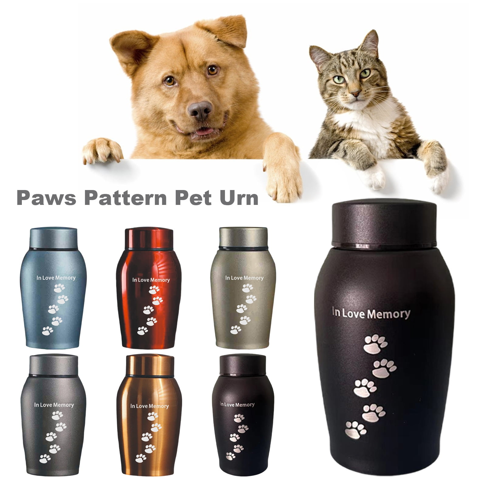 Guiexla Pet Urn Stainless Steel Small Keepsake Box for Pet Hair Teeth ...