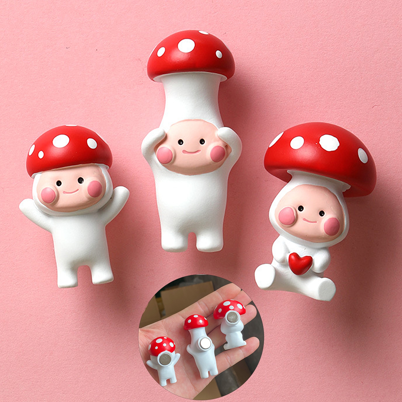 Guiexla Red Mushroom Shape Refrigerator Magnet Sticker Photo Wall 3D ...