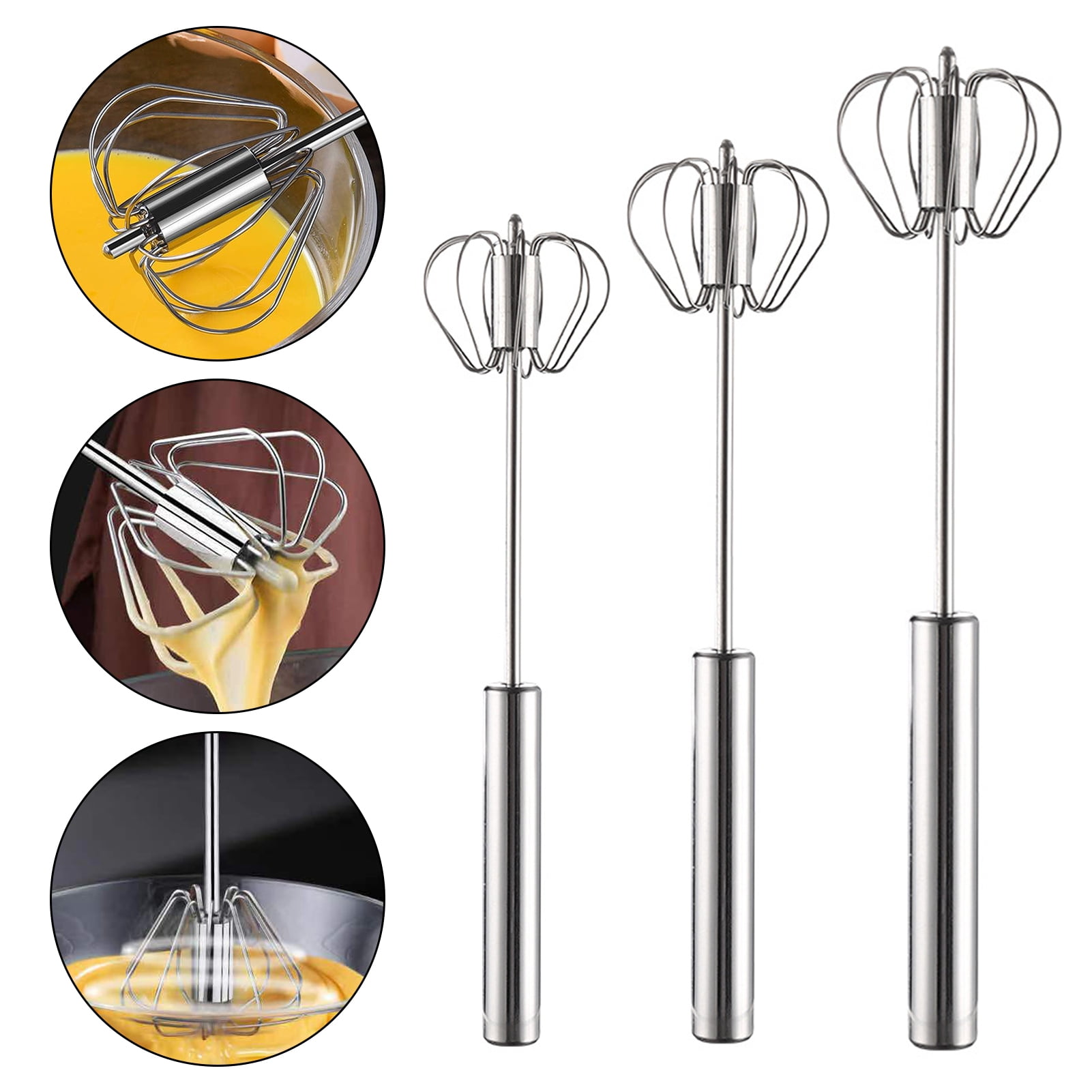 Guiexla Semi-Automatic Whisk Stainless Steel Egg Beater Hand Push ...