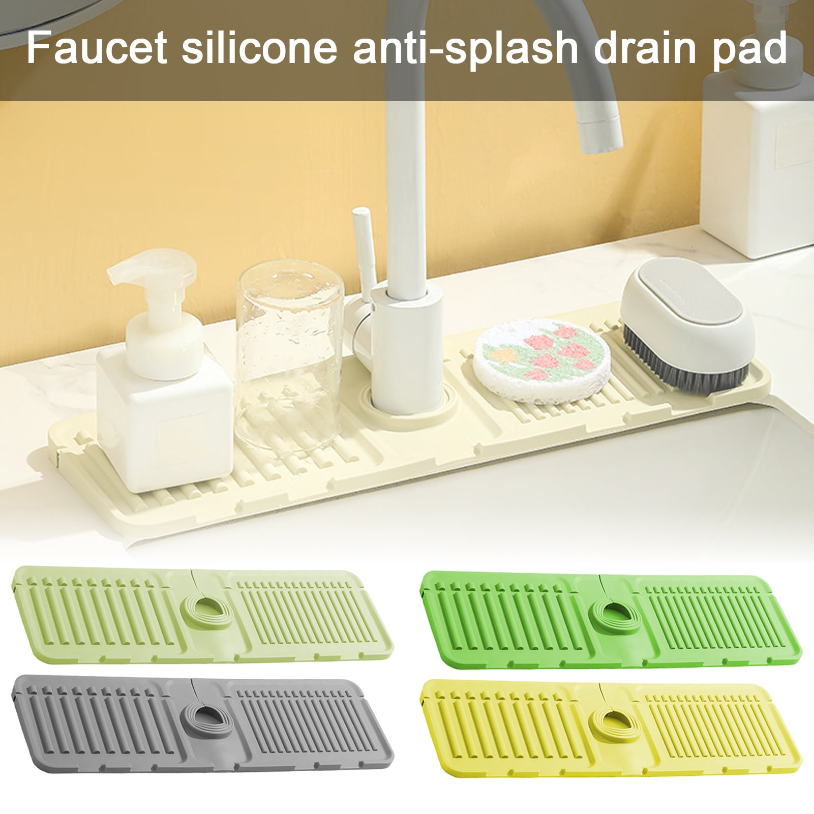Guiexla Silicone Drain Mat for Kitchen Sink Faucet Draining Mat Slope ...