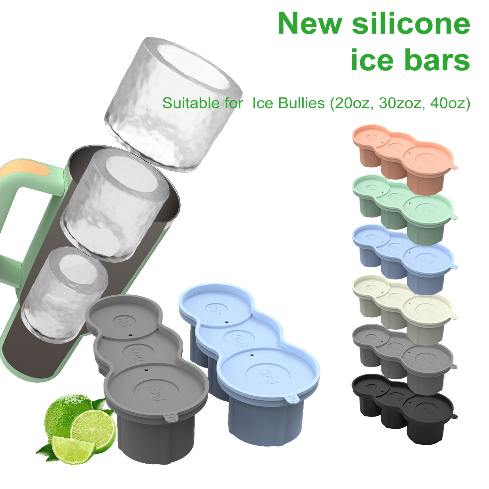 Guiexla Silicone Ice Mold Cylinder Ice Cube Tray for 20-40oz Tumbler ...