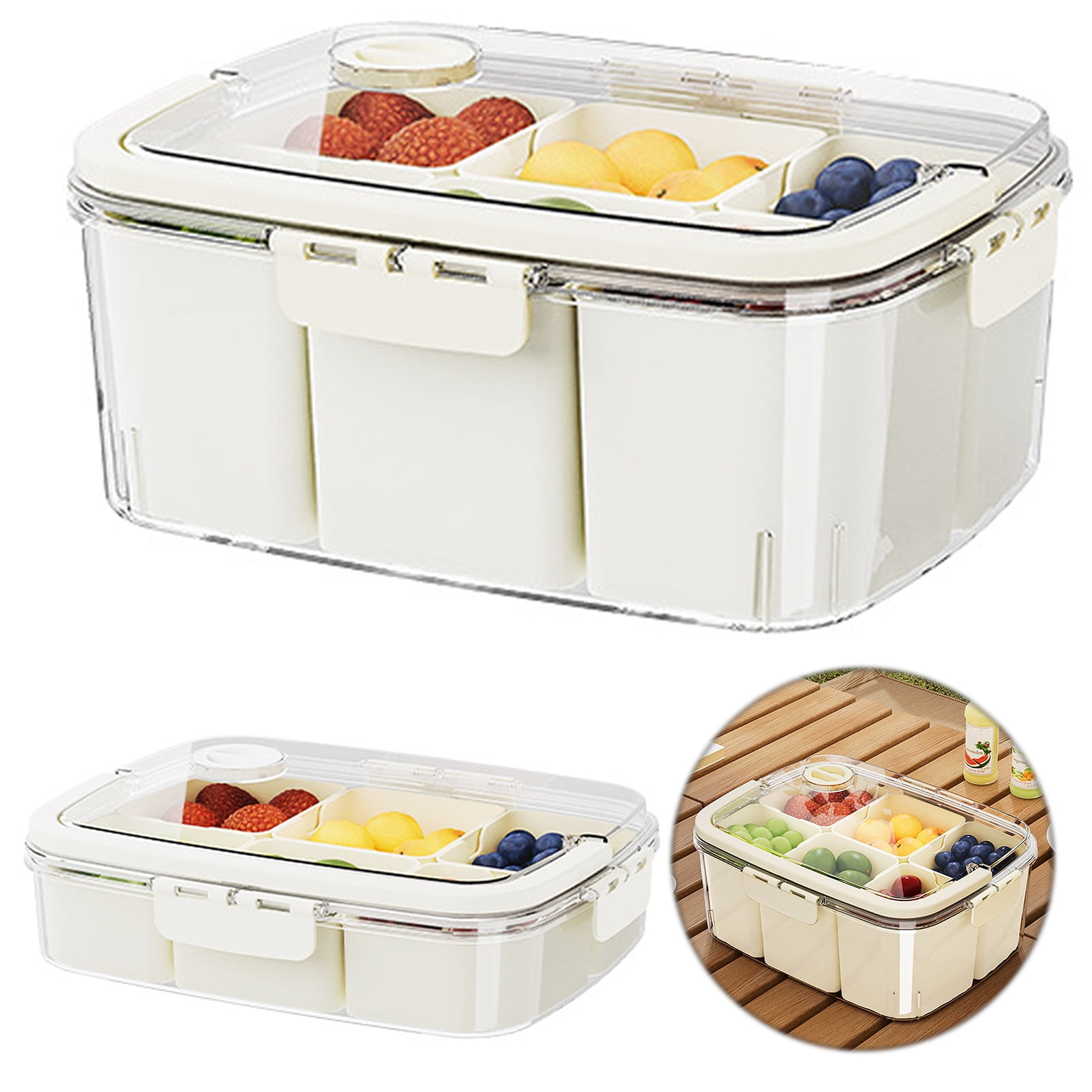 Guiexla Snack Box Container Divided Serving Tray with Lid And Handle ...