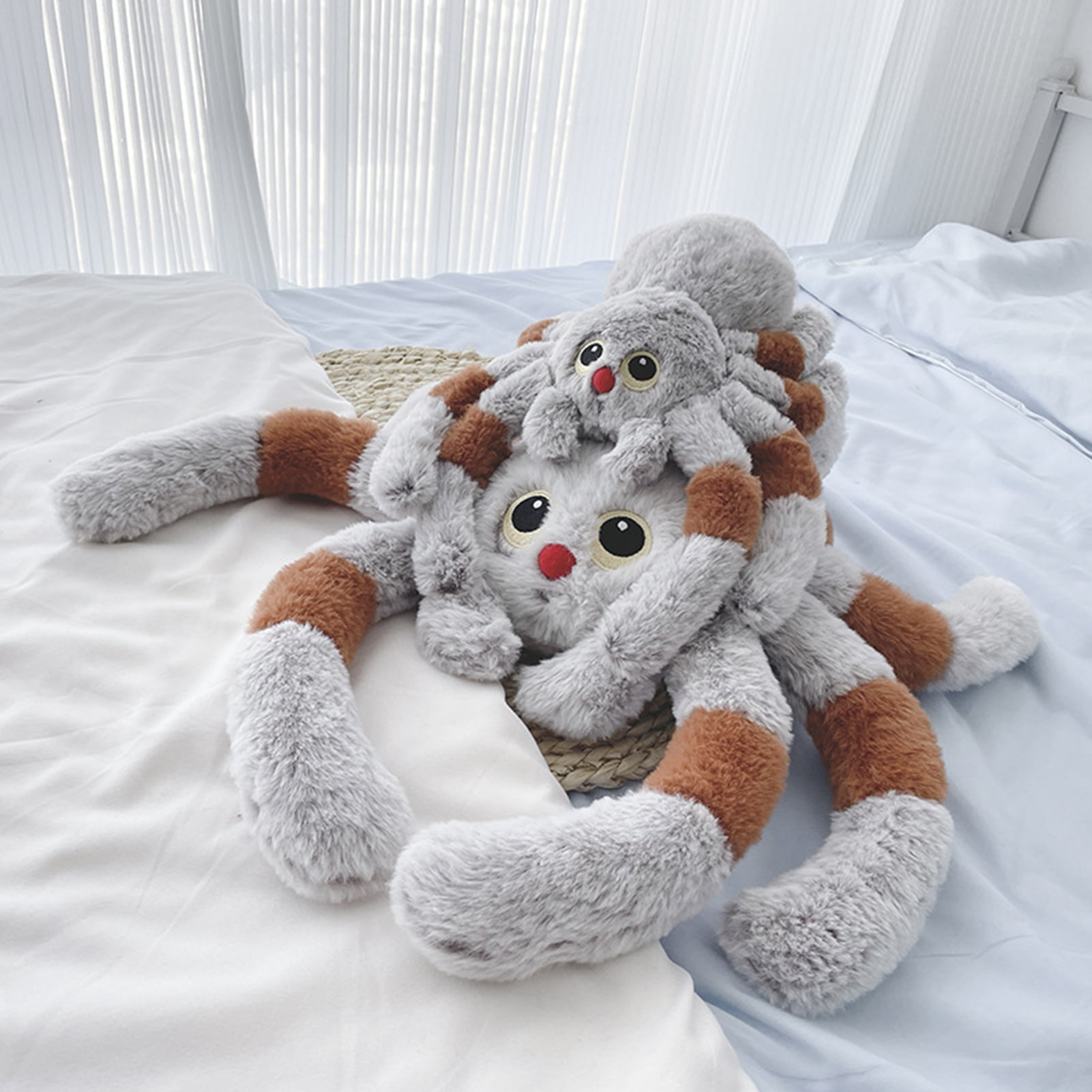 Guiexla Spider Doll Plush Toy 30/50cm Soft Gray Spider Plushie Big Eyes ...