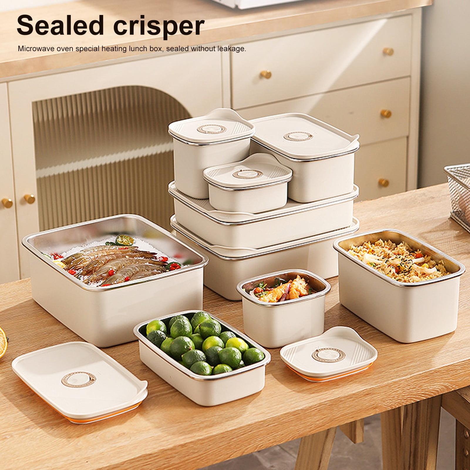 Guiexla Stainless Steel Sealed Crisper Box Food Storage Containers with ...