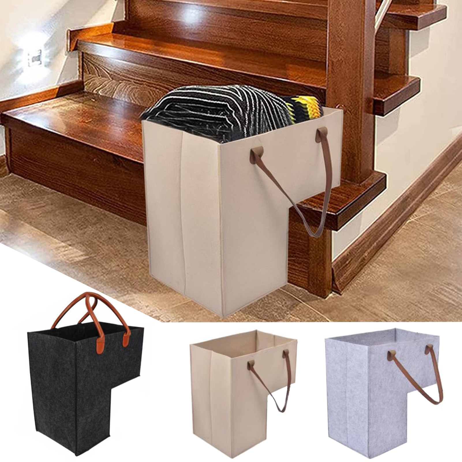 Guiexla Staircase Storage Box with Handles L-shaped Clothes Storage Bag ...