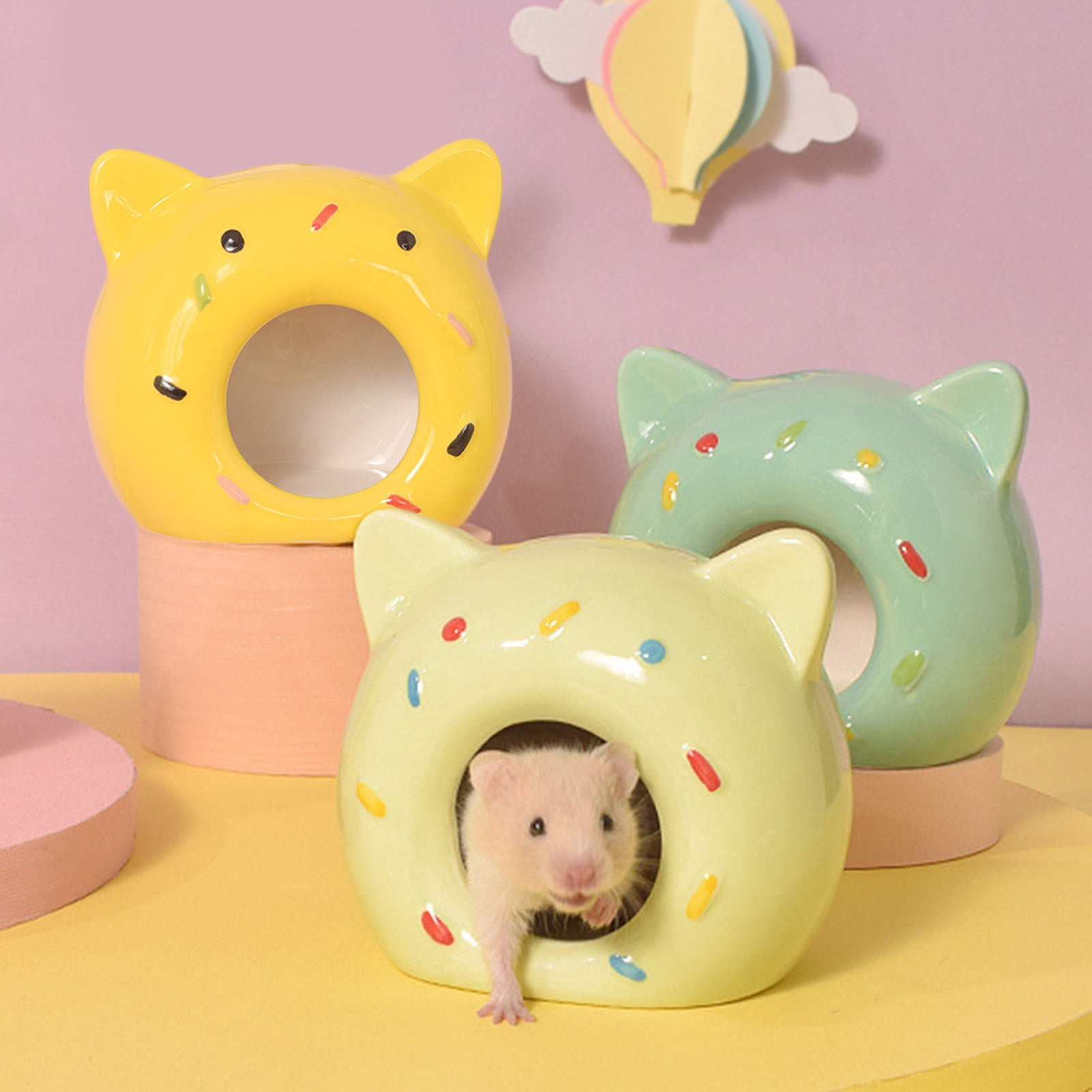 Guiexla Summer Ceramic Hamster Nest Pet Cooling Hut Body Temperature ...