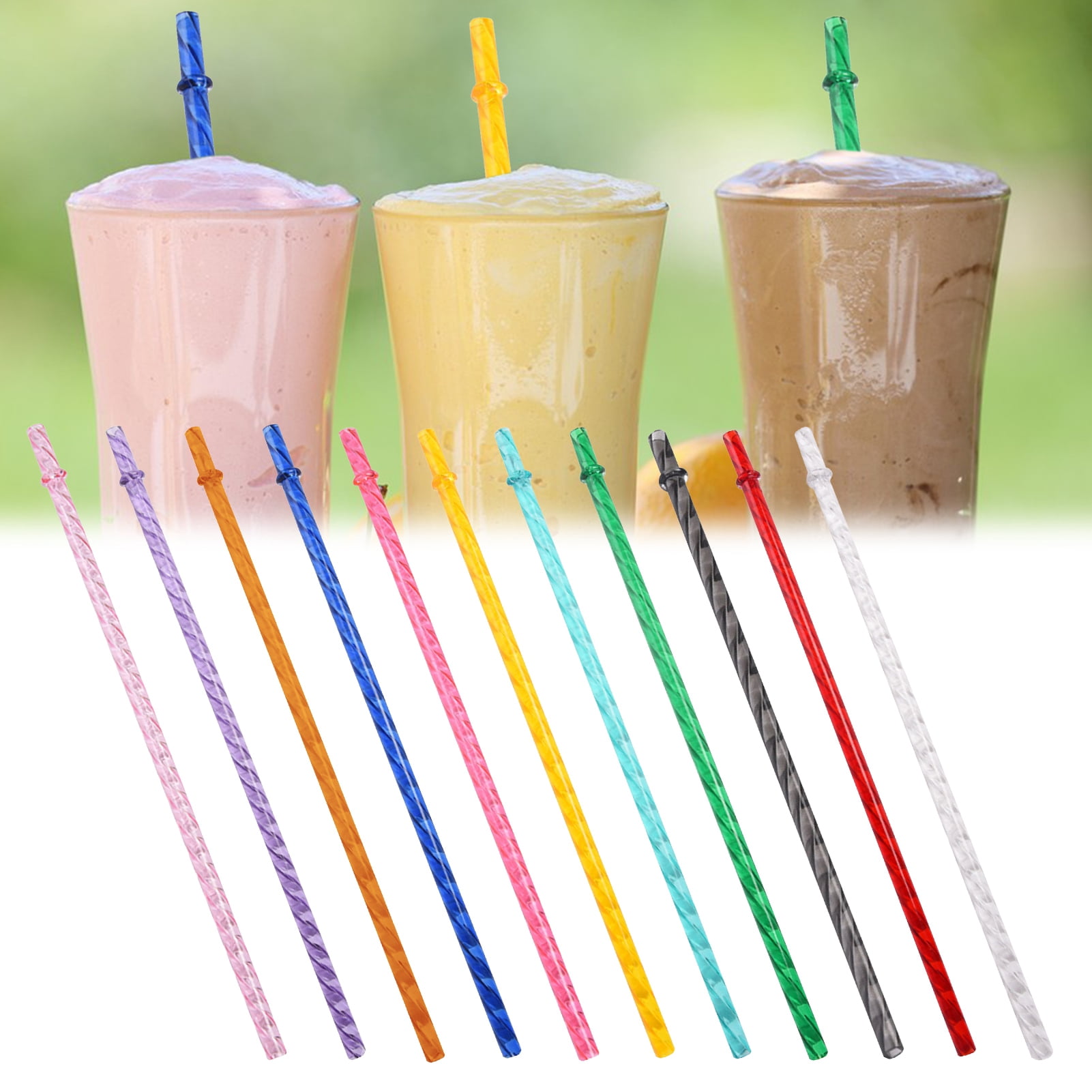 Guiexla Swirl Tumbler Straws Colorful Reusable Long Hard Translucent ...