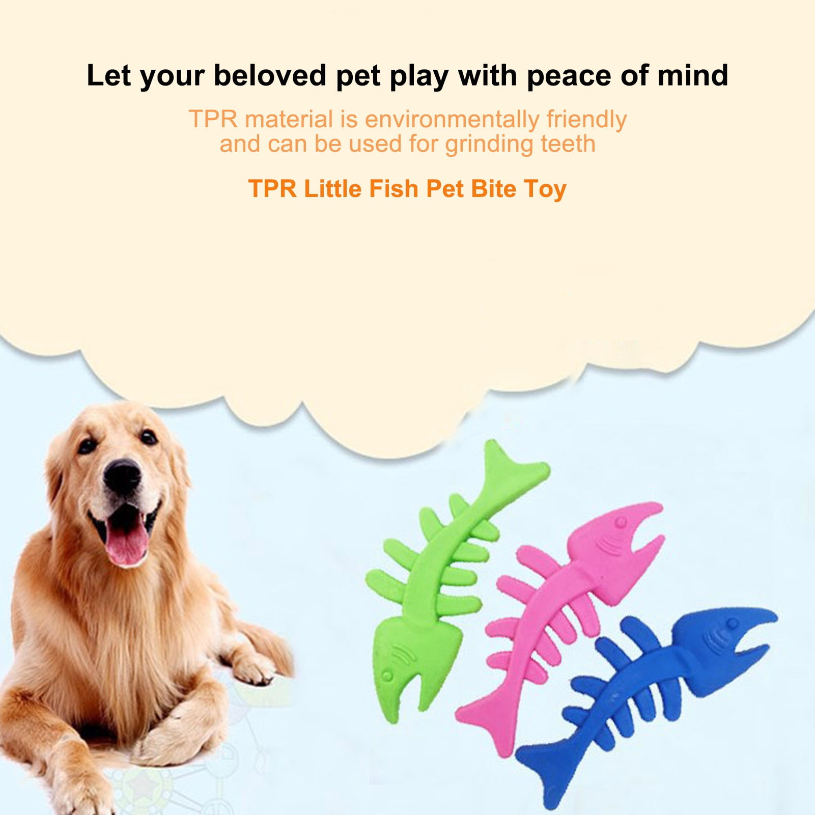 Guiexla TPR Rubber Dog Toy Teeth Sharpening Fish Bone Design Durable ...