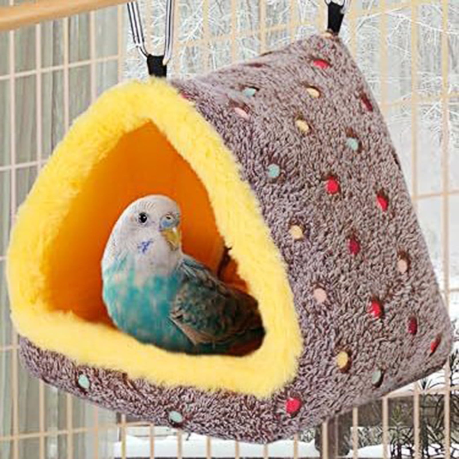 Guiexla Winter Bird Nest House Warm Plush Parrot Bed for Cage Fluffy ...