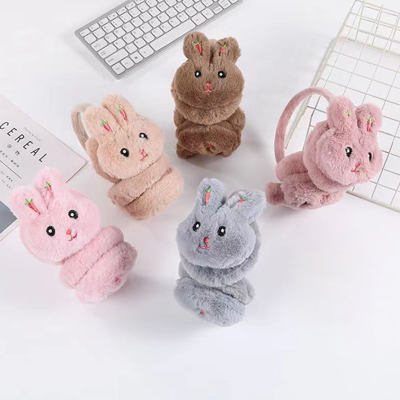 Guiexla Winter Cute Rabbit Shape Earmuffs Girls Cute Solid Color Warm ...