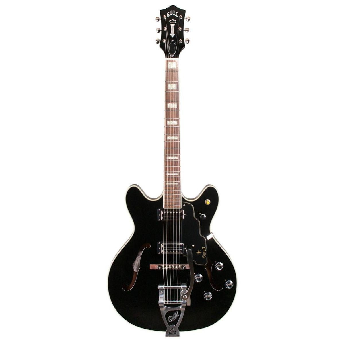 Guild Starfire V Electric Guitar in Black with Hardshell Case - Blem # ...