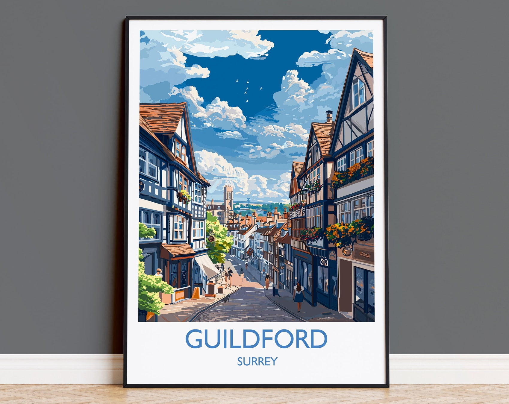 Guildford Travel Print, Travel Poster of Guildford, Surrey Poster ...