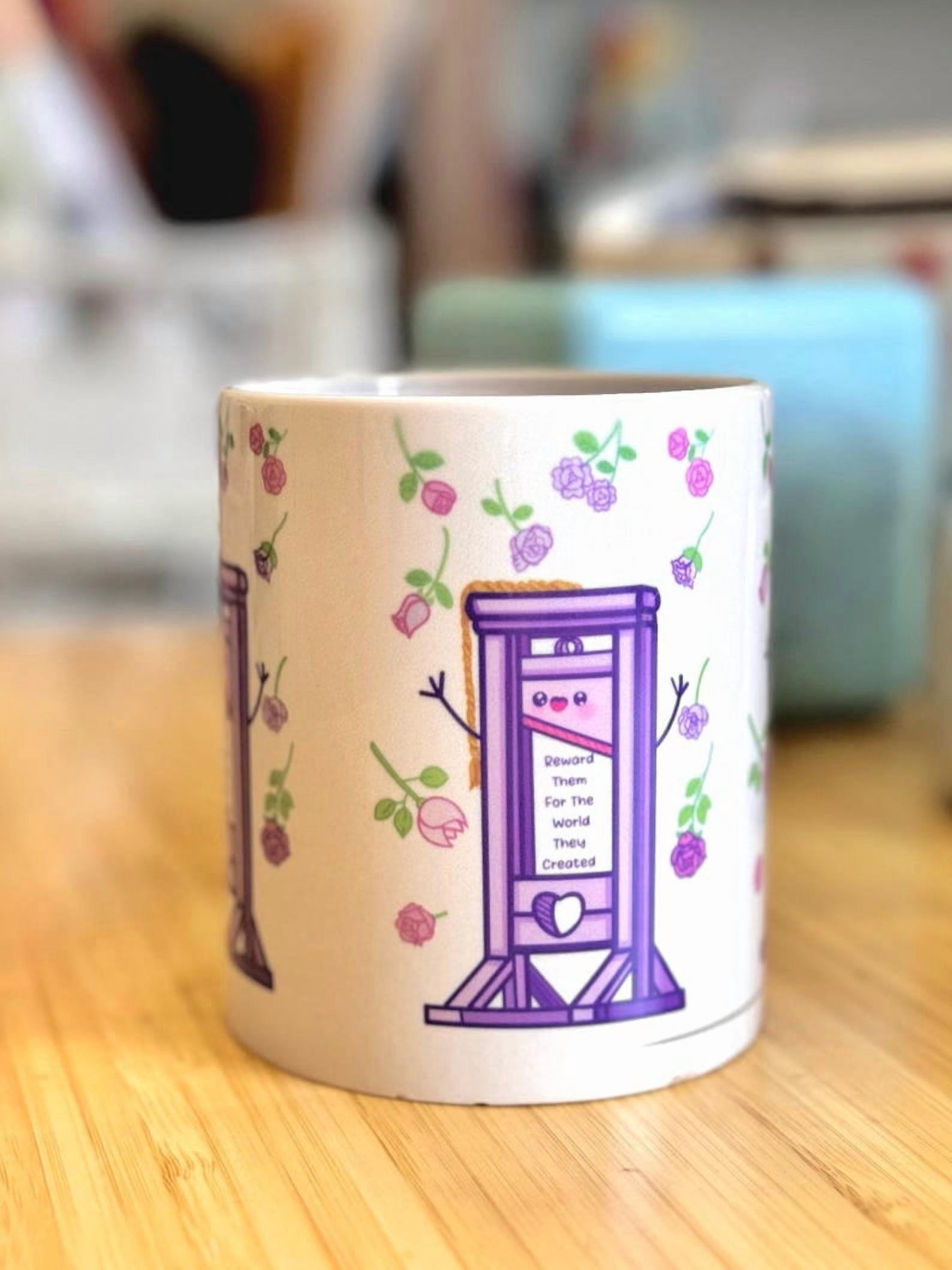 Guillotine Coffee Mug Cup Girly Kawaii Cute Coquette Roses Eat the Rich ...