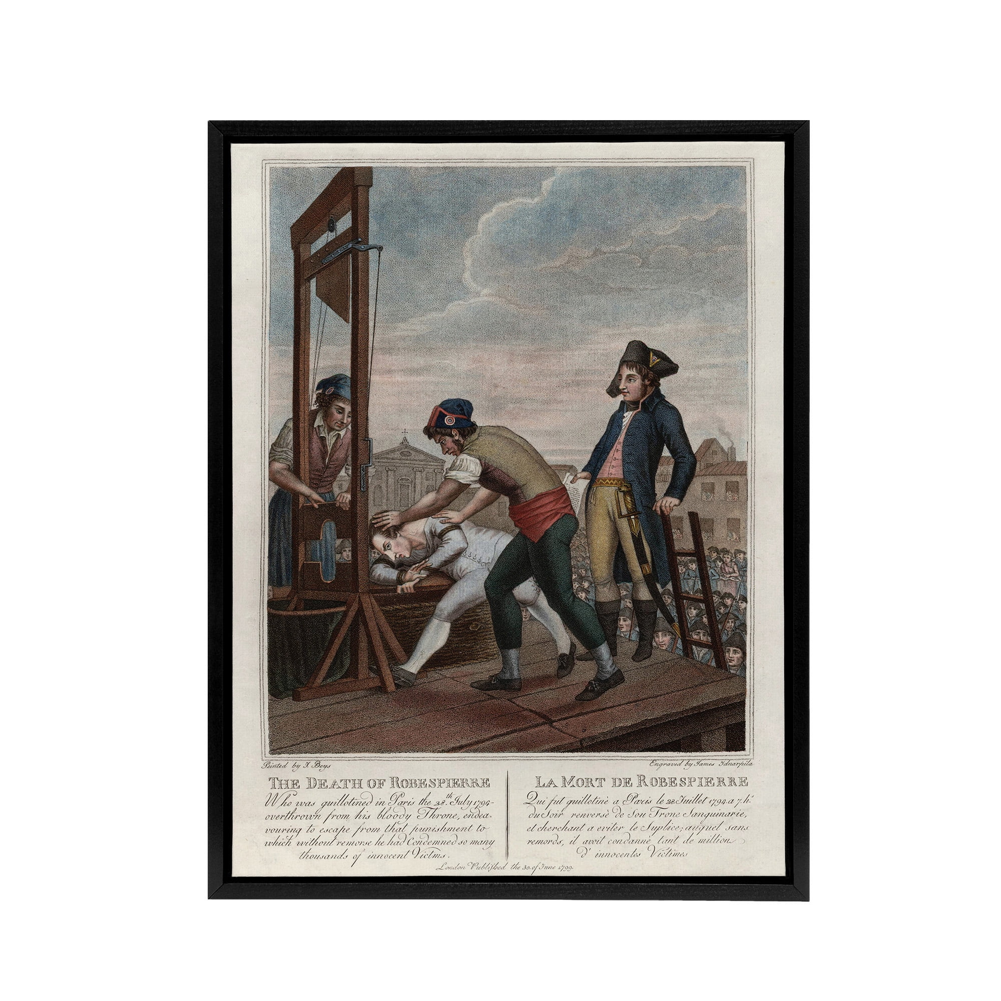 Guillotine Execution of Robespierre Black Framed Canvas Wall Art Print ...