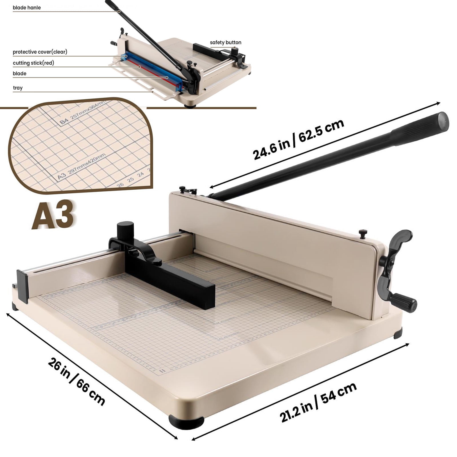 Guillotine Paper Cutter with Safety Button 17