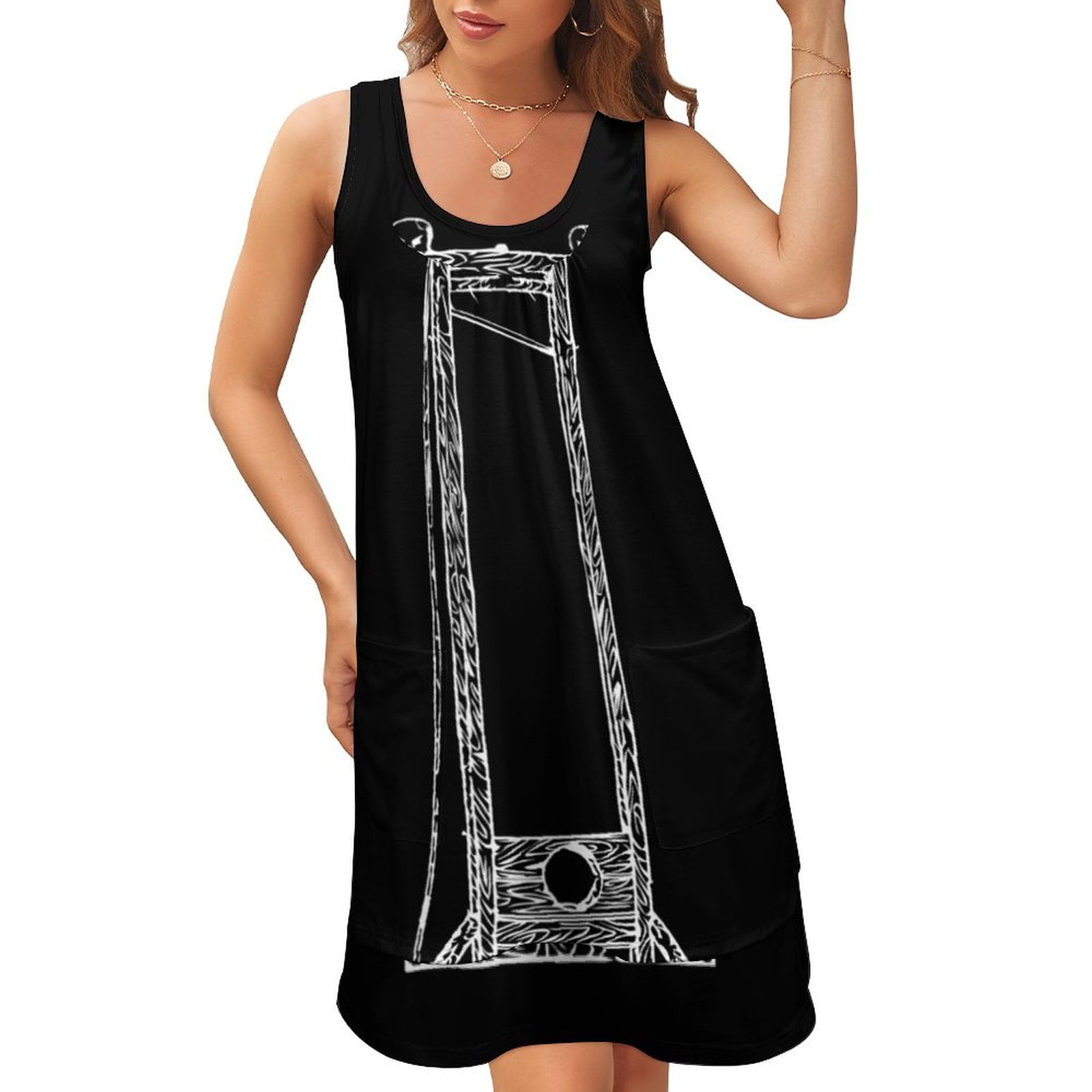 Guillotine Sleeveless U-Neck Fake Two Piece Dress dress women summer ...