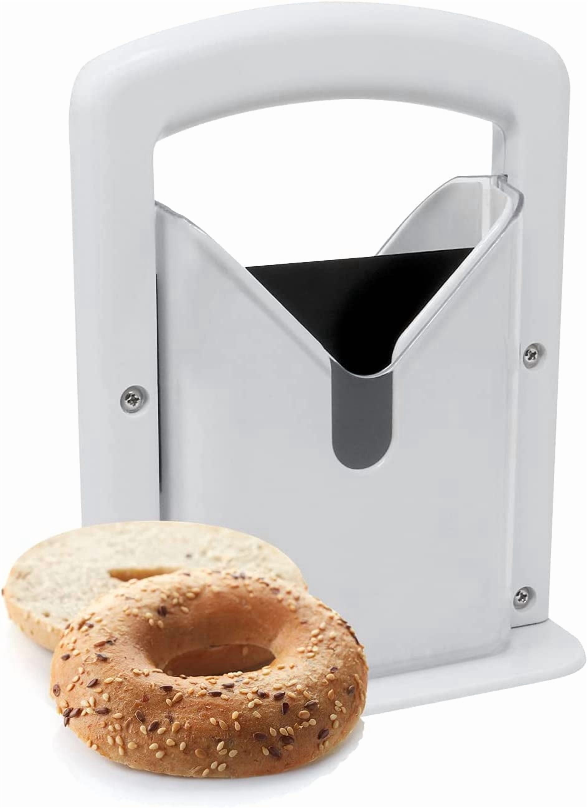 Guillotine Style Bagel Slicer with Safety Shield - Sharp Serrated ...