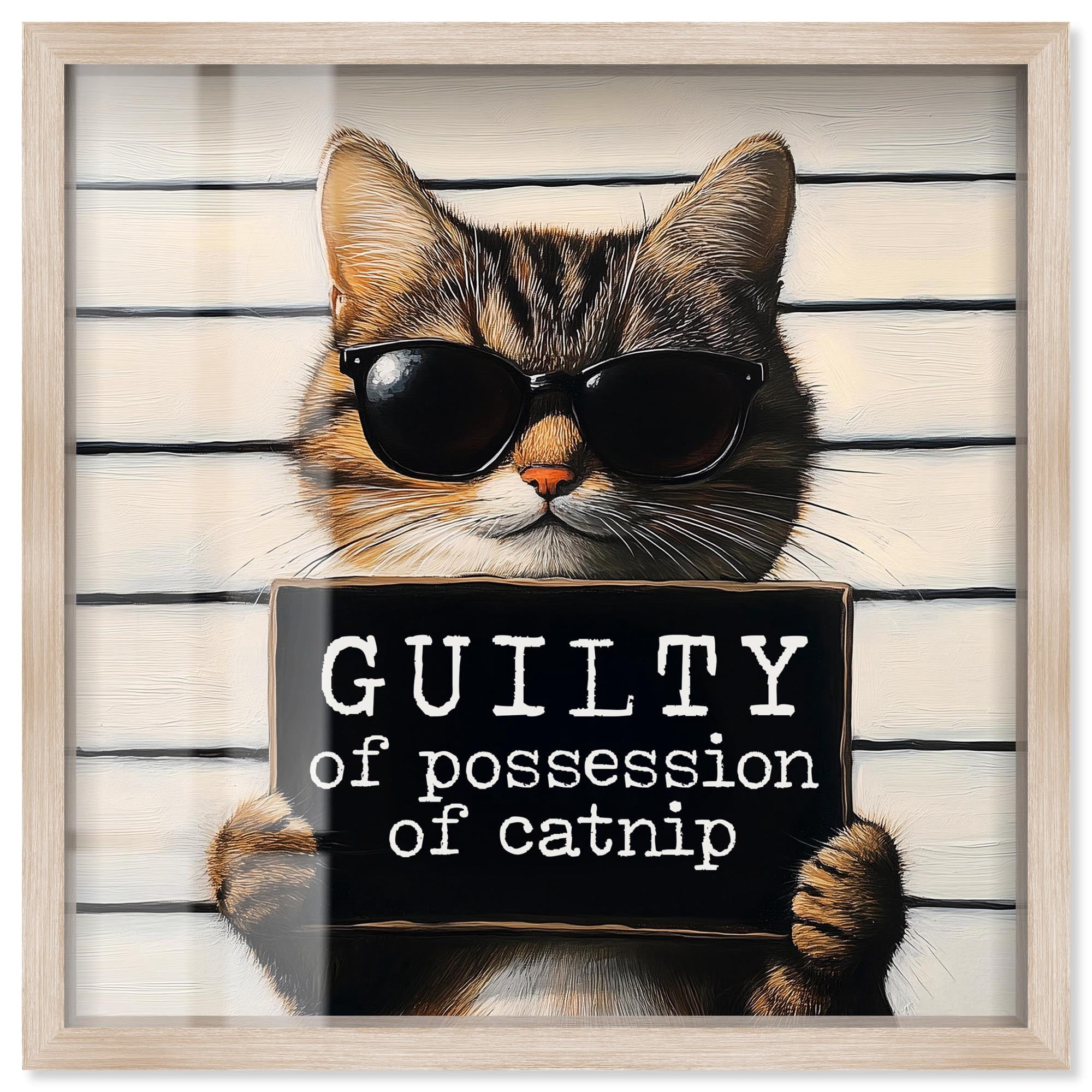 Guilty of Catnip Shadowbox Print Cute Wall Decor by Art Remedy, Blonde ...