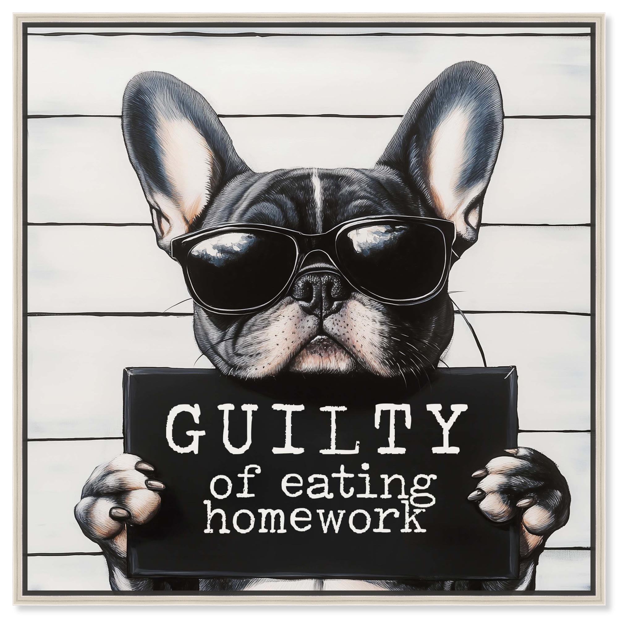 Guilty of Eating Homework Canvas Cute Wall Decor by Art Remedy, Silver ...