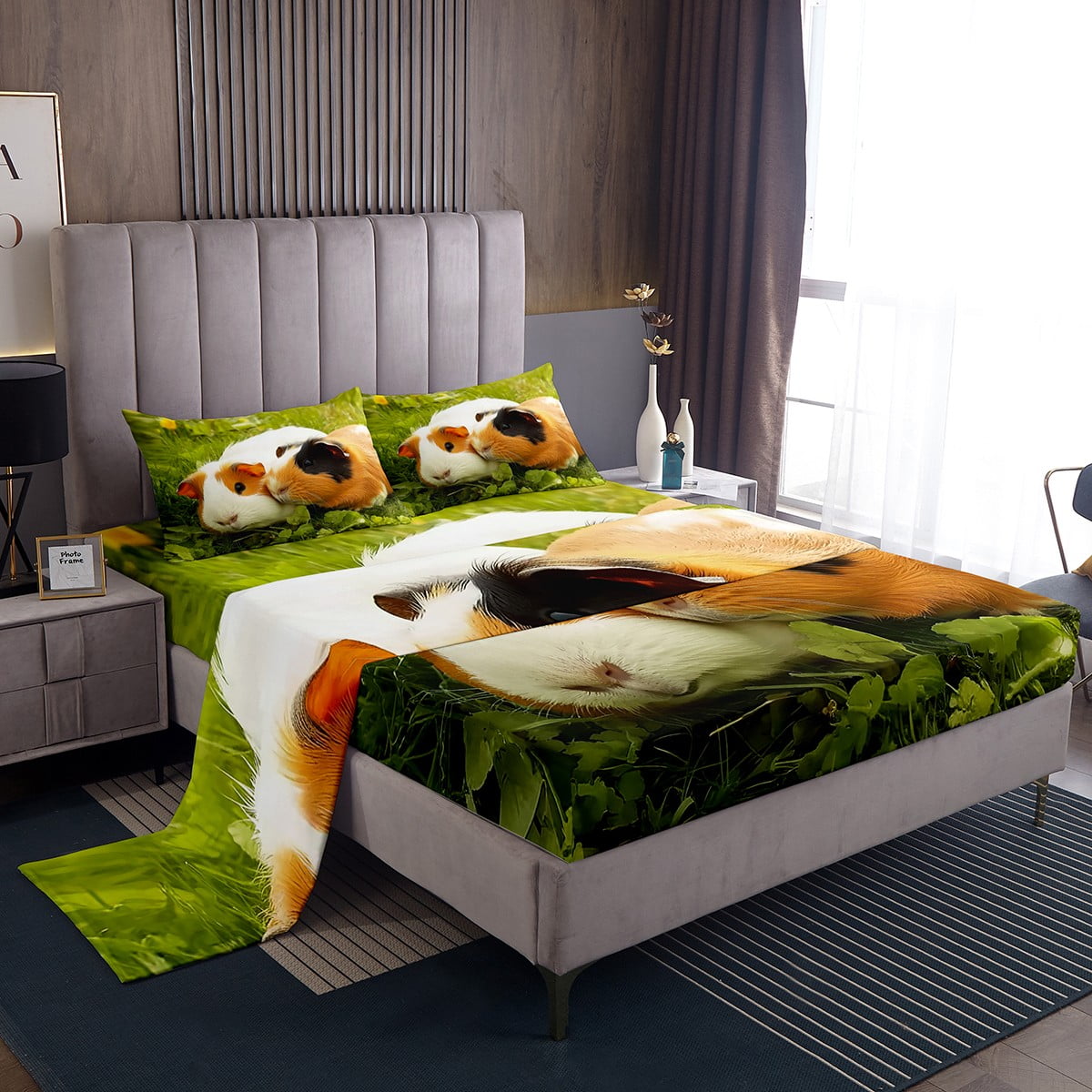 Guinea Pig Bed Sheets Set King Size,Oil Painting Cavy Sheet Set for ...