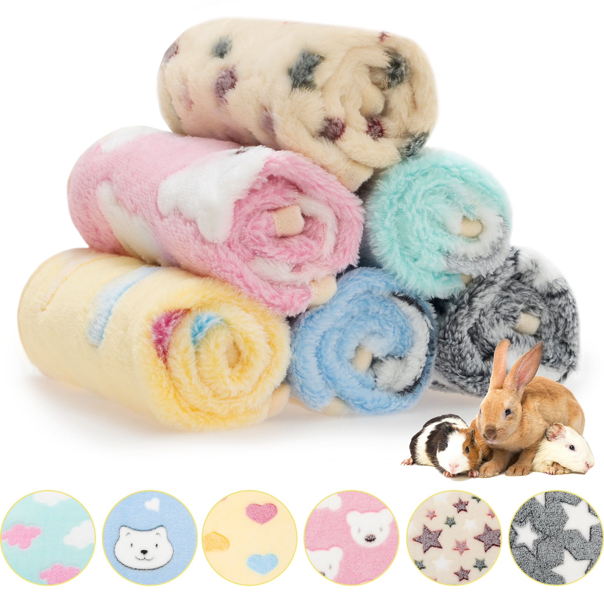 Guinea Pig Bedding Blankets - 6 Pack Soft Fleece Liner Small Animal ...