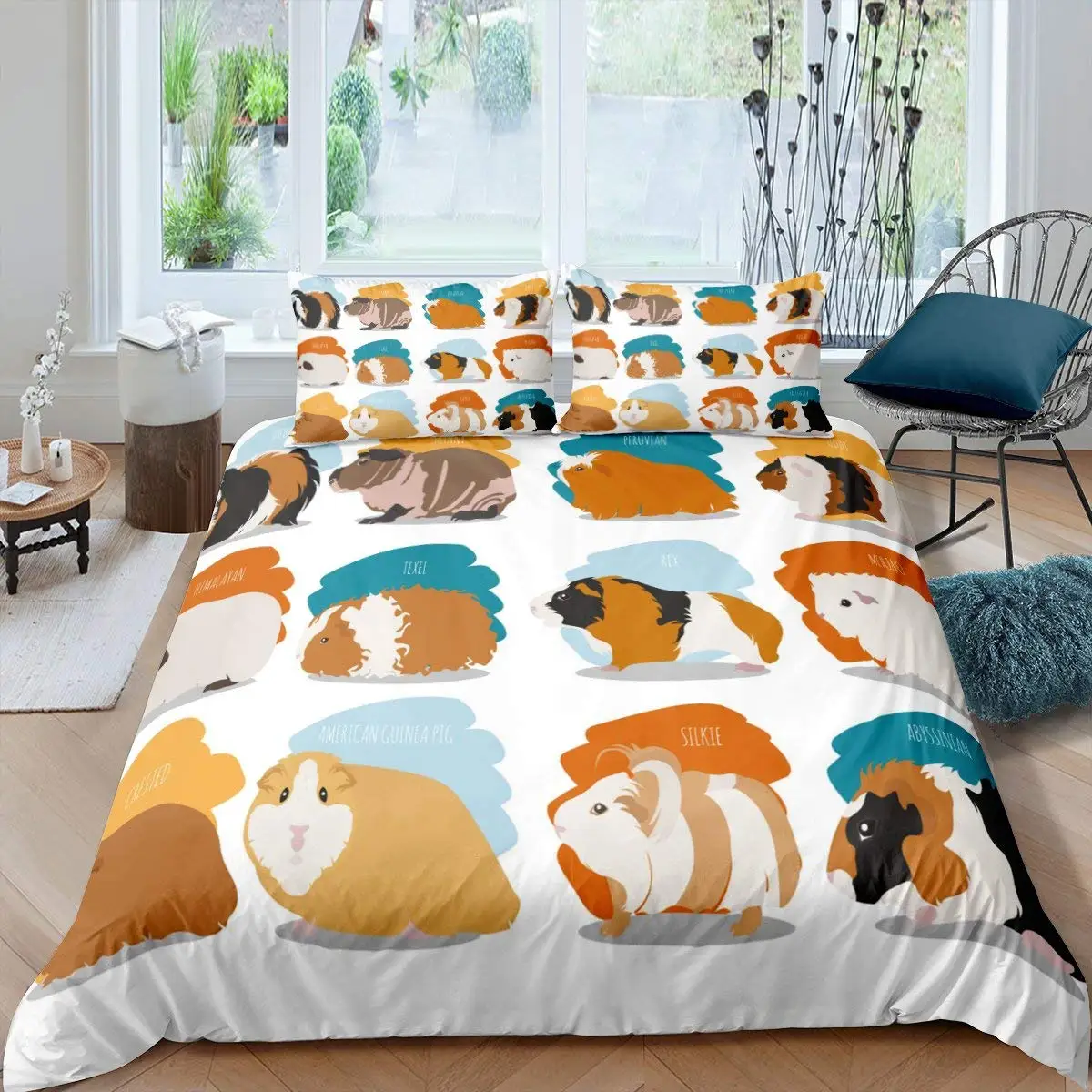 Guinea Pig Bedding Set Cute Mouse 3D Duvet Cover Animal Comforter Cover ...