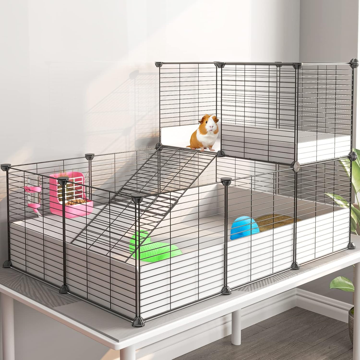 Guinea Pig Cage,Indoor Habitat Cage with Waterproof Plastic Bottom ...