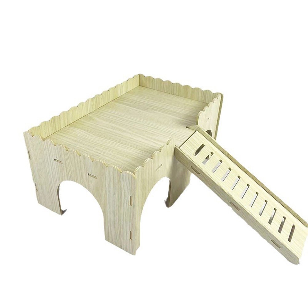 Guinea Pig Castle, Wooden Hamster Hideout House With Cave Stairs, Cute ...