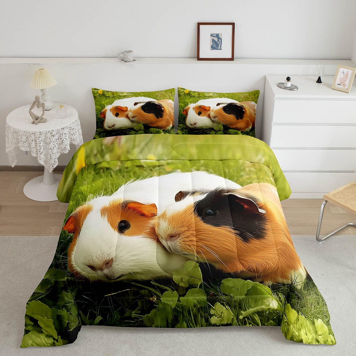 Guinea Pig Comforter Sets King Size,Oil Painting Cavy Bedding Set Teens ...