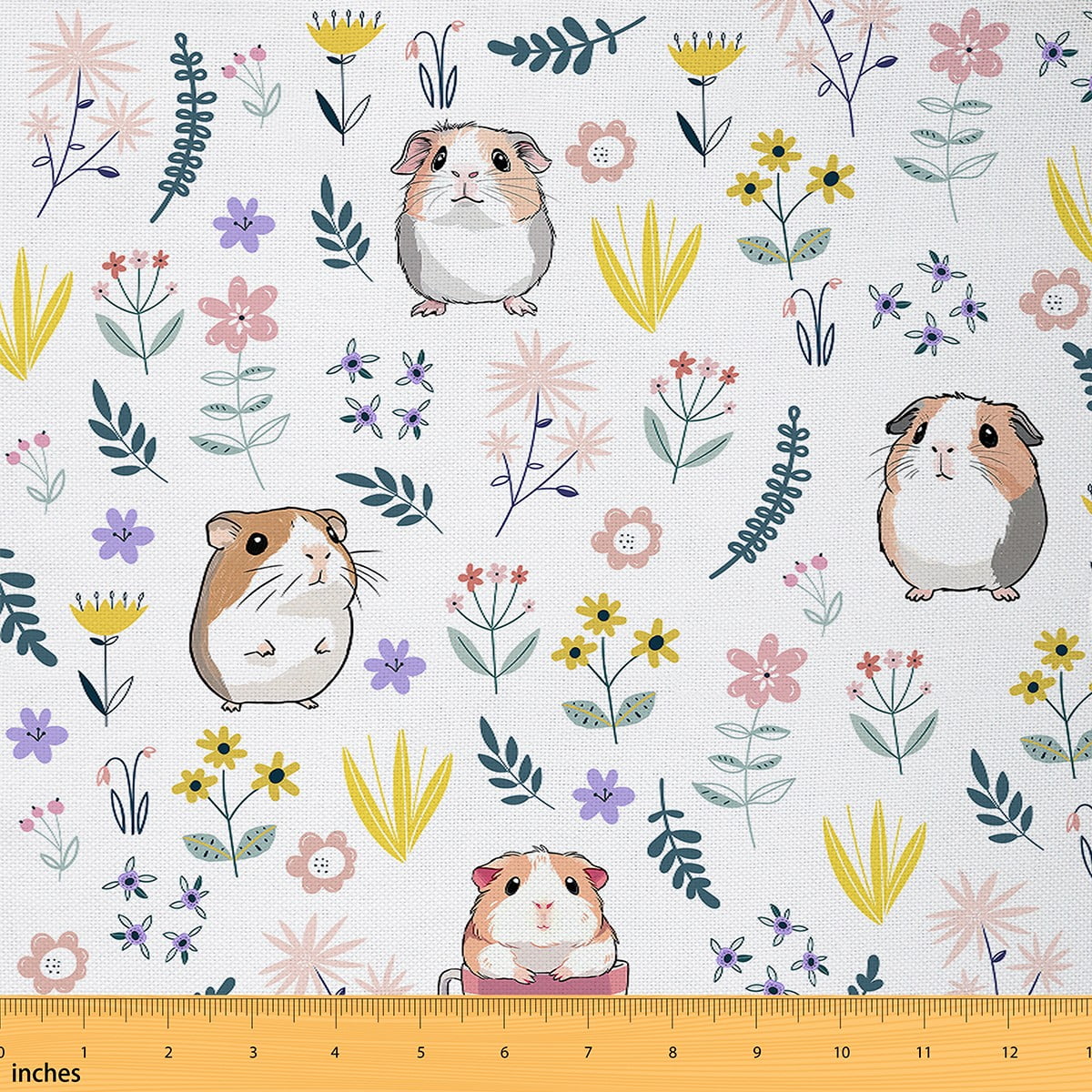 Guinea Pig Fabric By the Yard,Cartoon Guinea Pig Upholstery Fabric ...