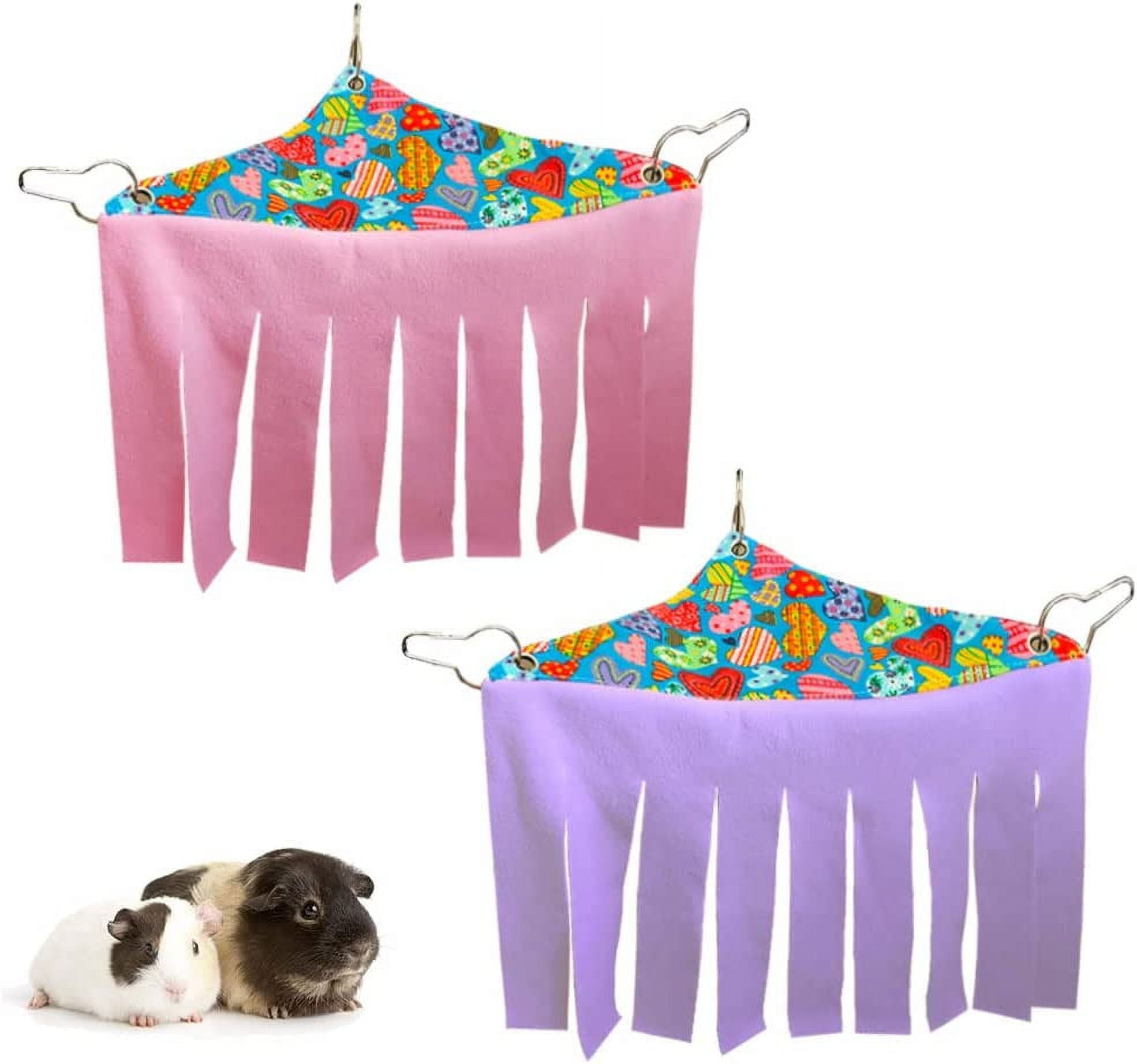 RIOUSSI, Guinea Pig Hideout Corner Fleece Toys, 2 Pack, Pink+Purple ...