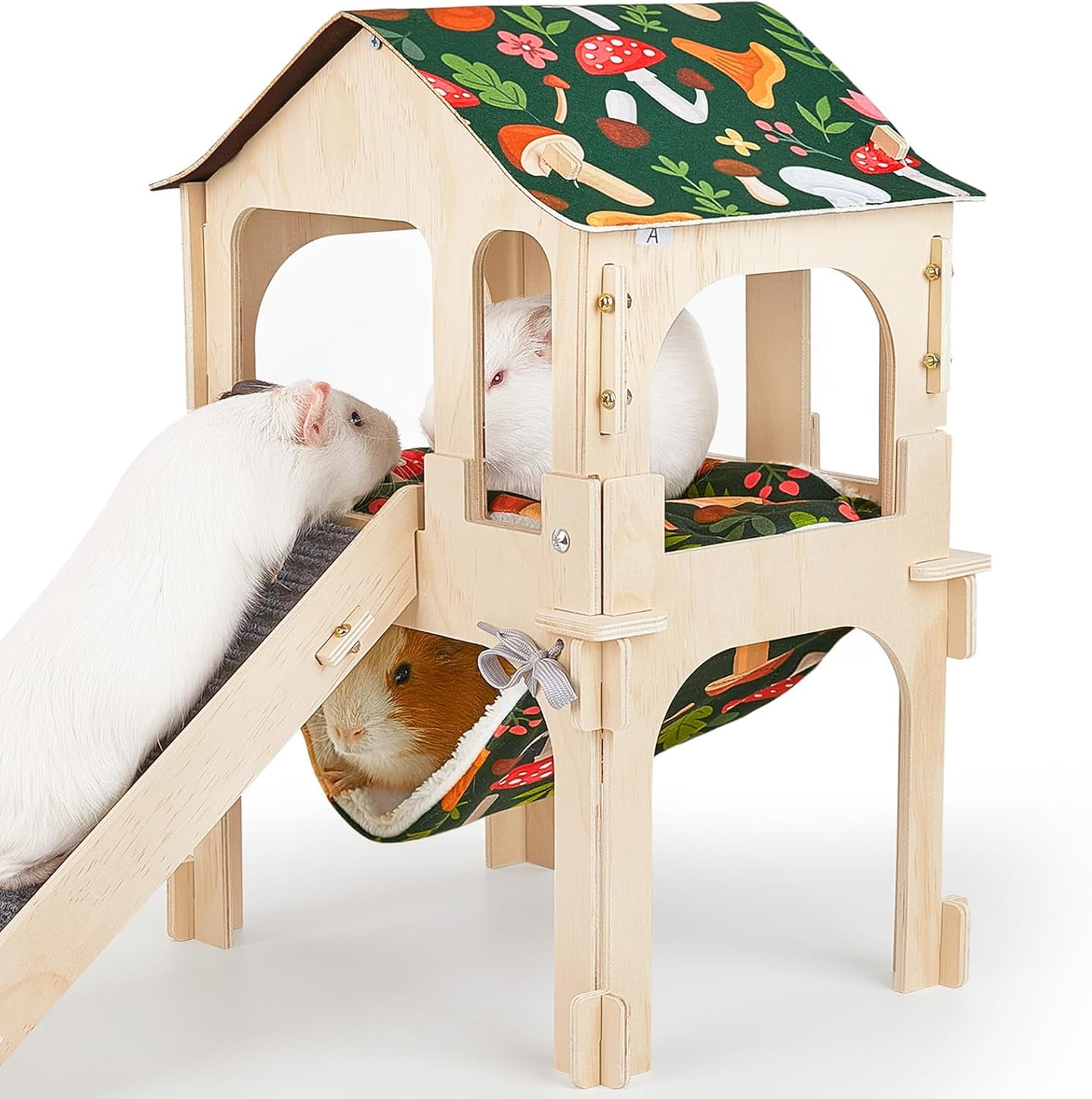 Guinea Pig Hideout, Large Wooden Guinea Pig Castle with Stair, Hammock ...