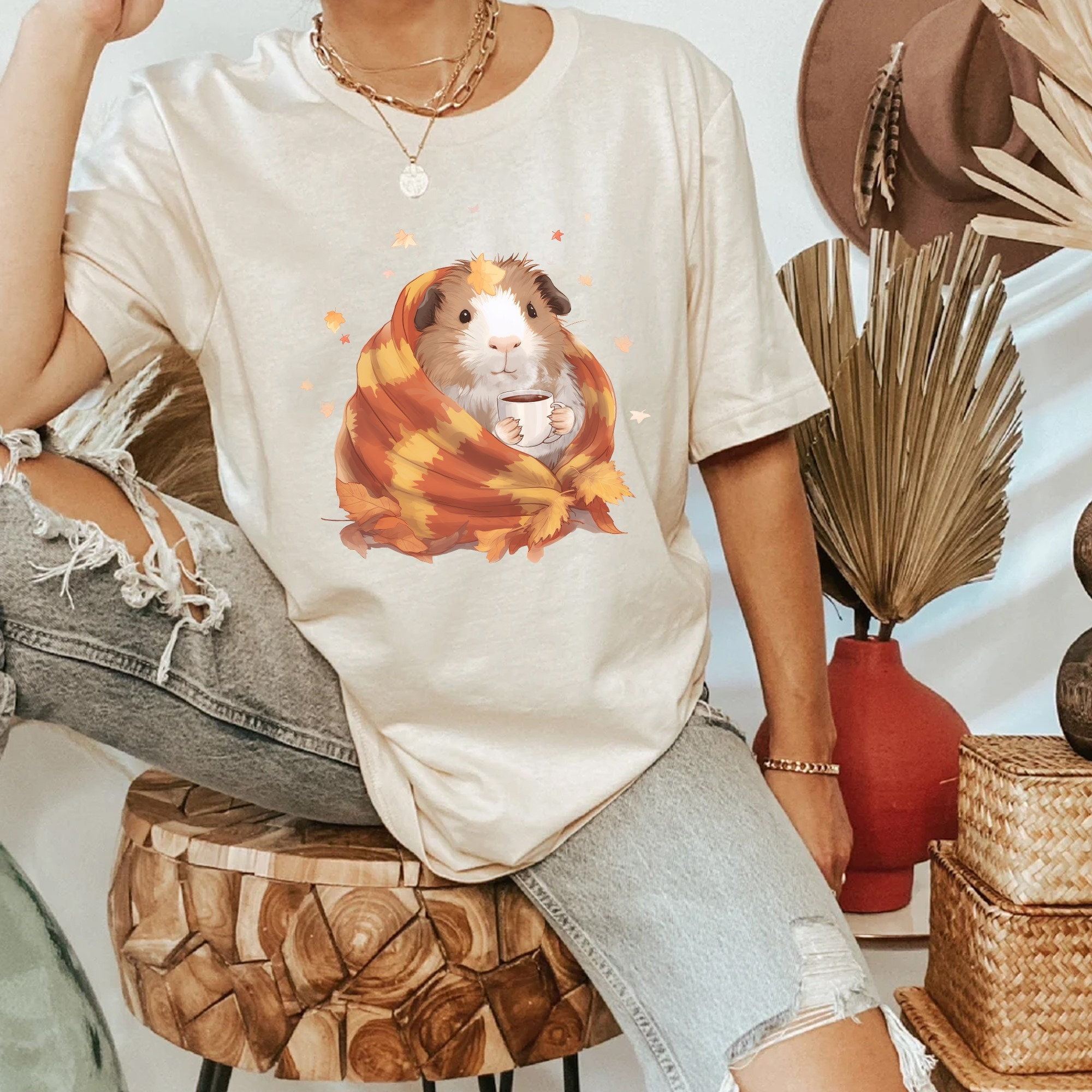 Guinea Pig In A Blanket Shirt, Autumn Guinea Pig Shirt, Fall Guinea Pig ...