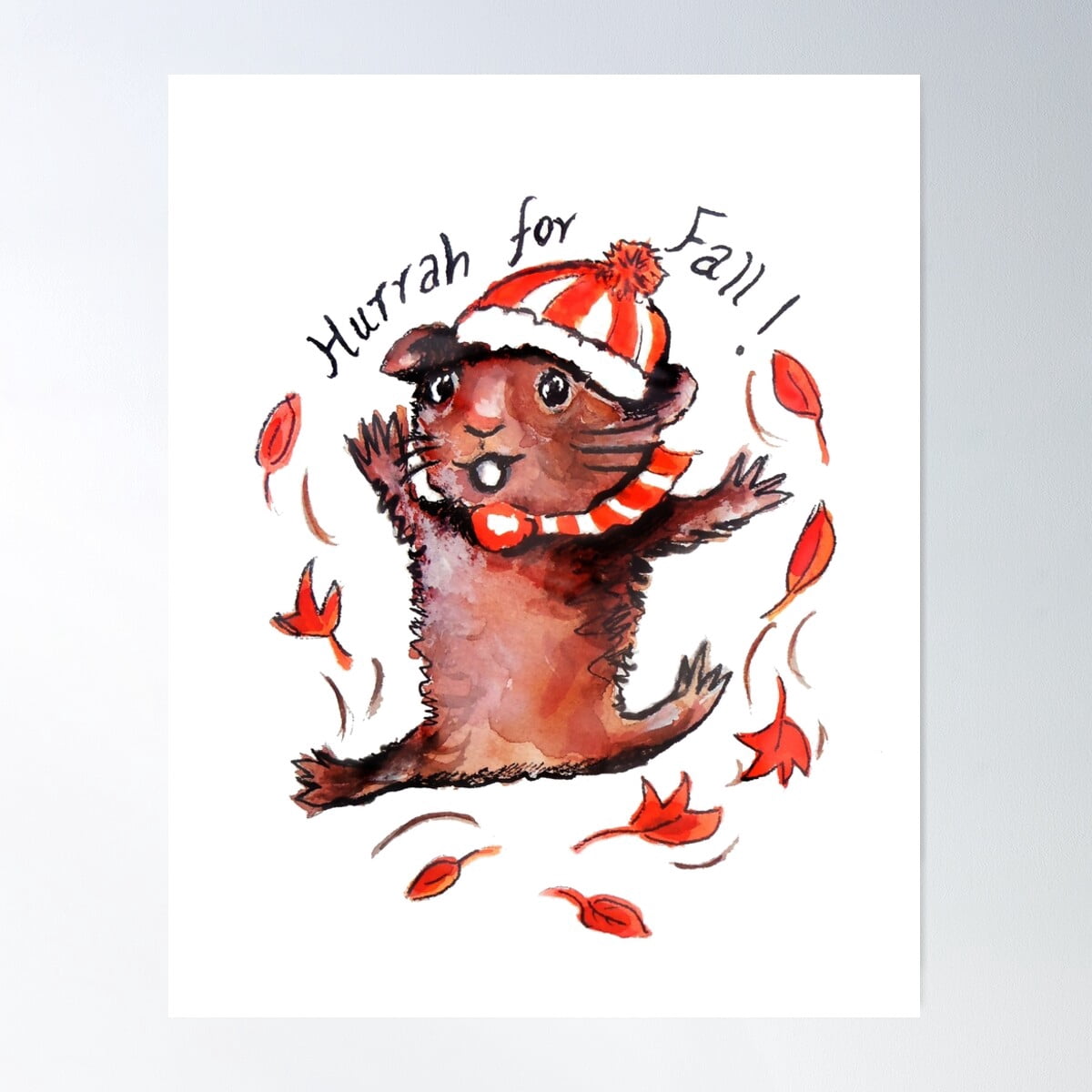 Guinea Pig In The Fall Poster Wall Art, Modern Wall Decor For Living ...