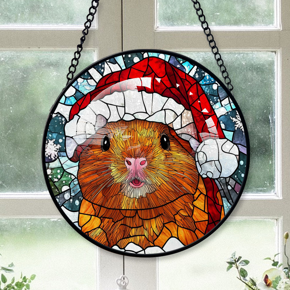 Guinea Pig Ornament Christmas 2025, Guinea Pig Stained Glass Hanging ...