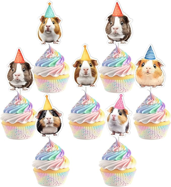 Guinea Pig Party Decorations 24Pcs Guinea Pig Cupcake Toppers Colorful ...