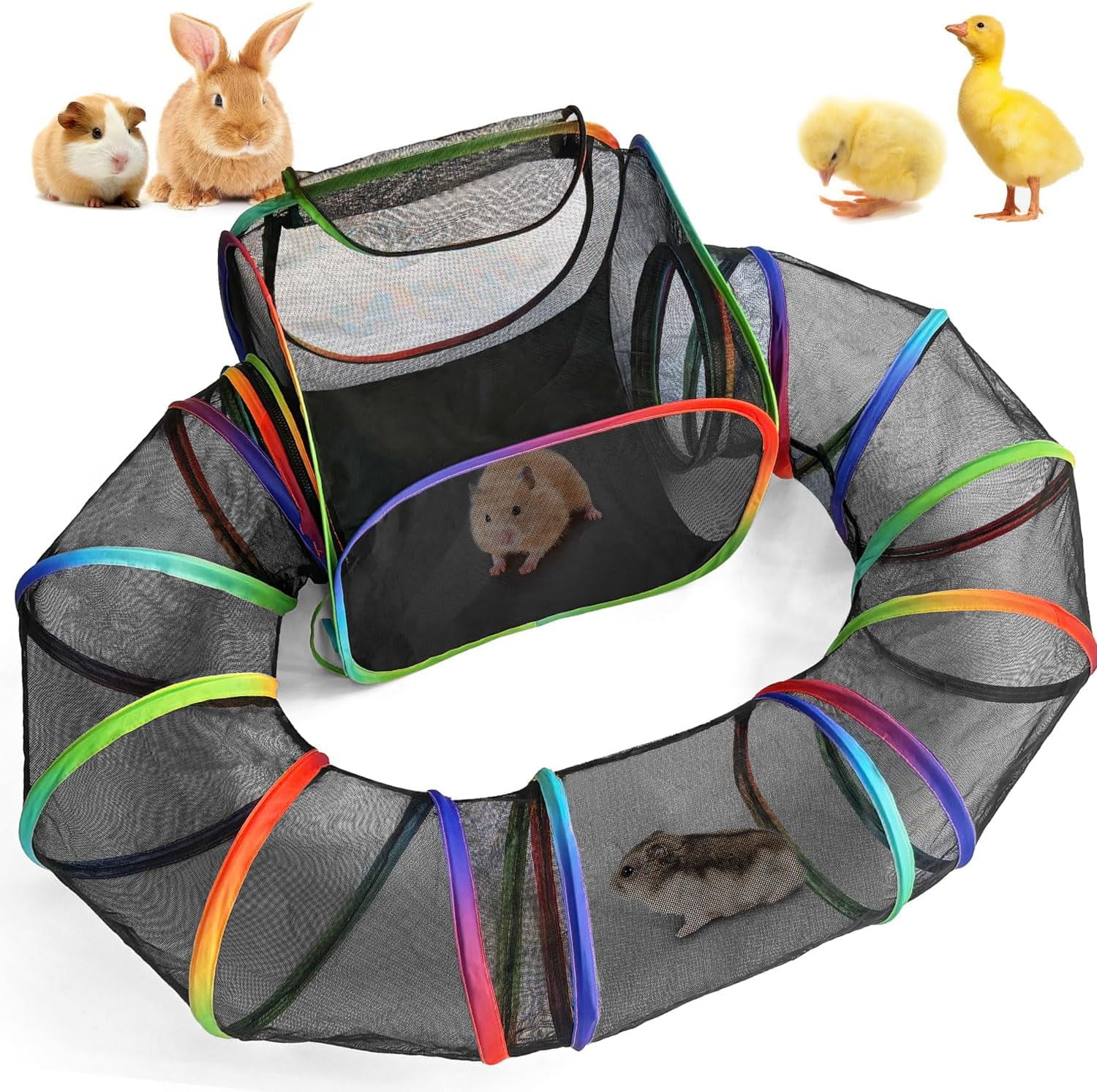 Guinea Pig Playpen with Tunnel, Rainbow Playpen with 98.4" Extended ...