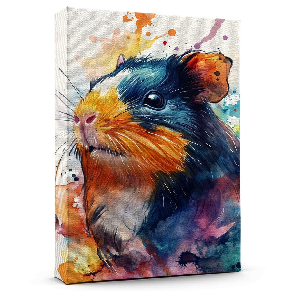 Guinea Pig Tri Color Canvas Wall Art Animal Gifts Colourful Guinea Pig ...