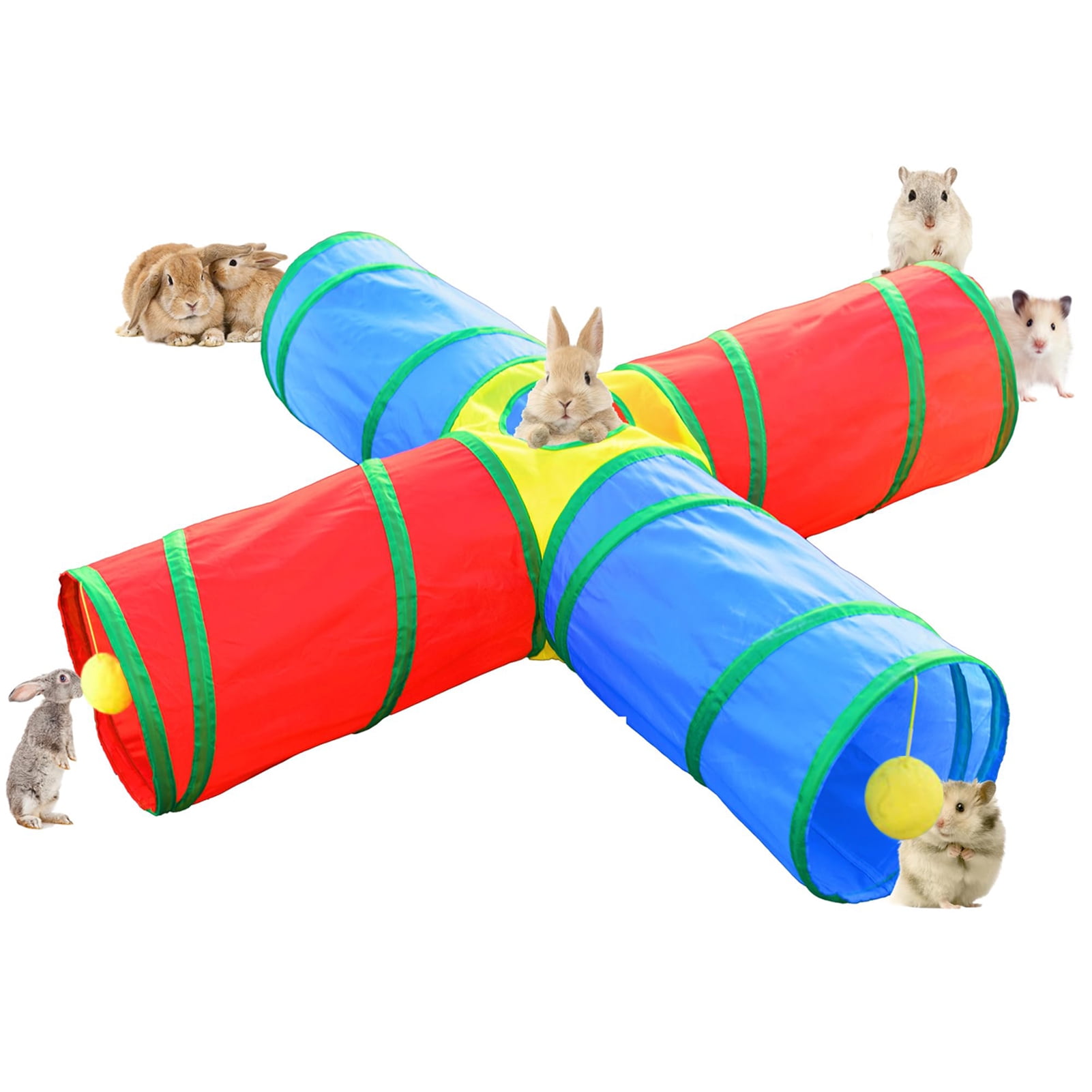 Guinea Pig Tunnel Hideout, 4 Way Collapsible Small Pet Tunnels and ...