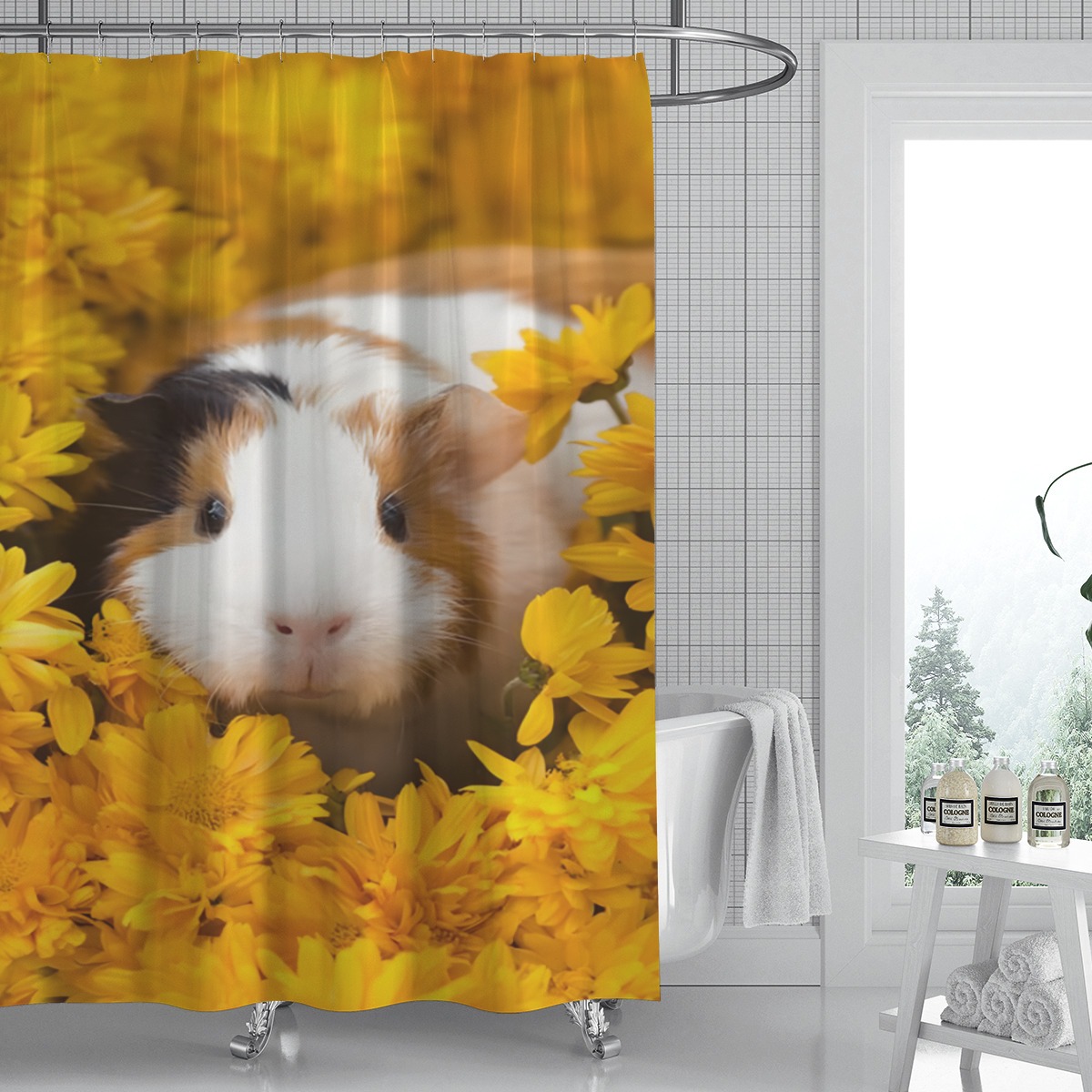 Guinea Pig shower curtain boasts a stunning design, features waterproof ...