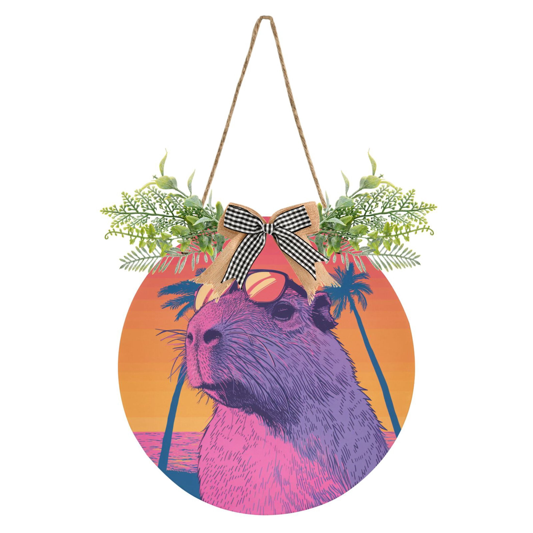 Guinea Pig with Sunglasses Welcome Front Door Sign Round 12 inch Porch ...