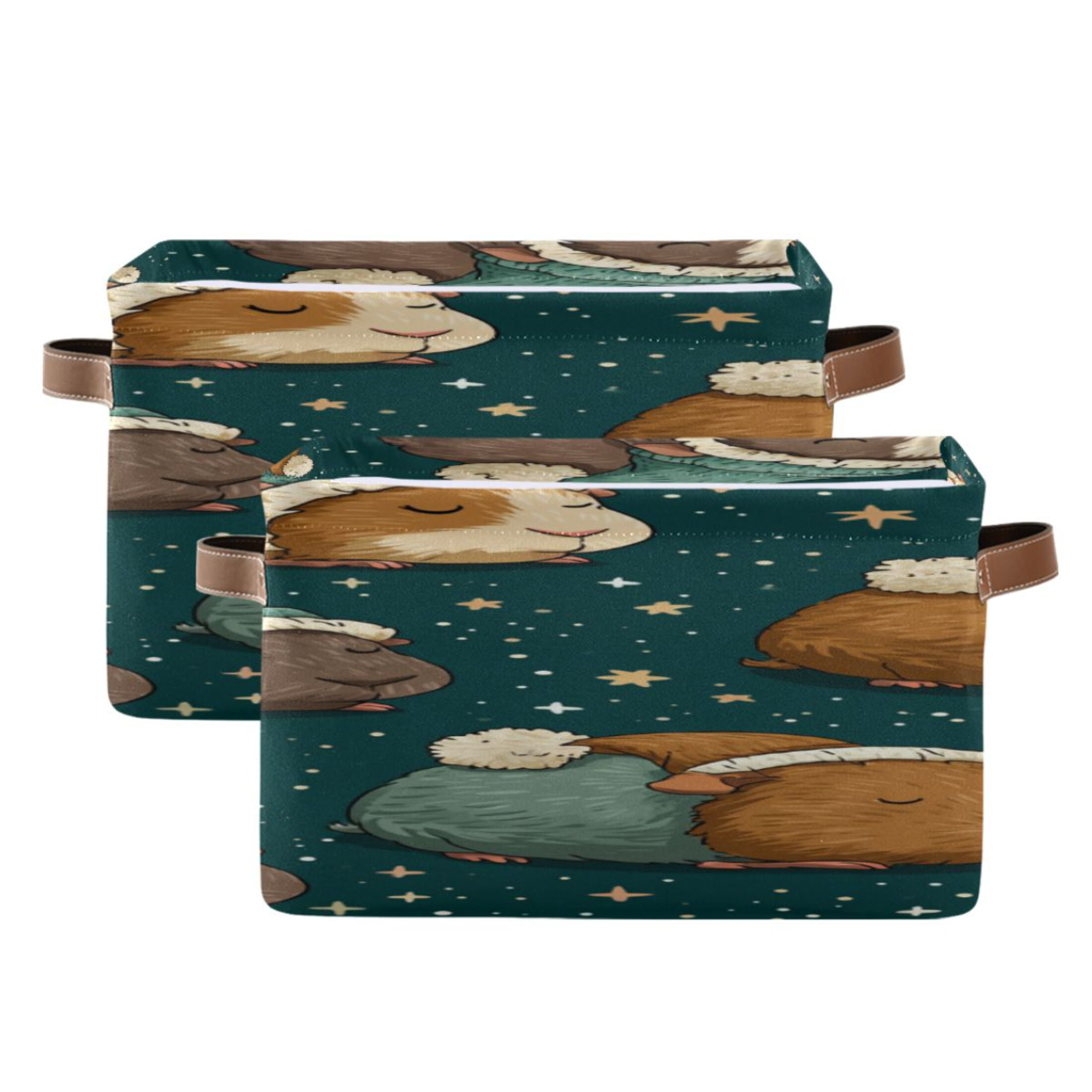 Guinea Pigs Sleeping Square Storage Bins with Handles Collapsible ...