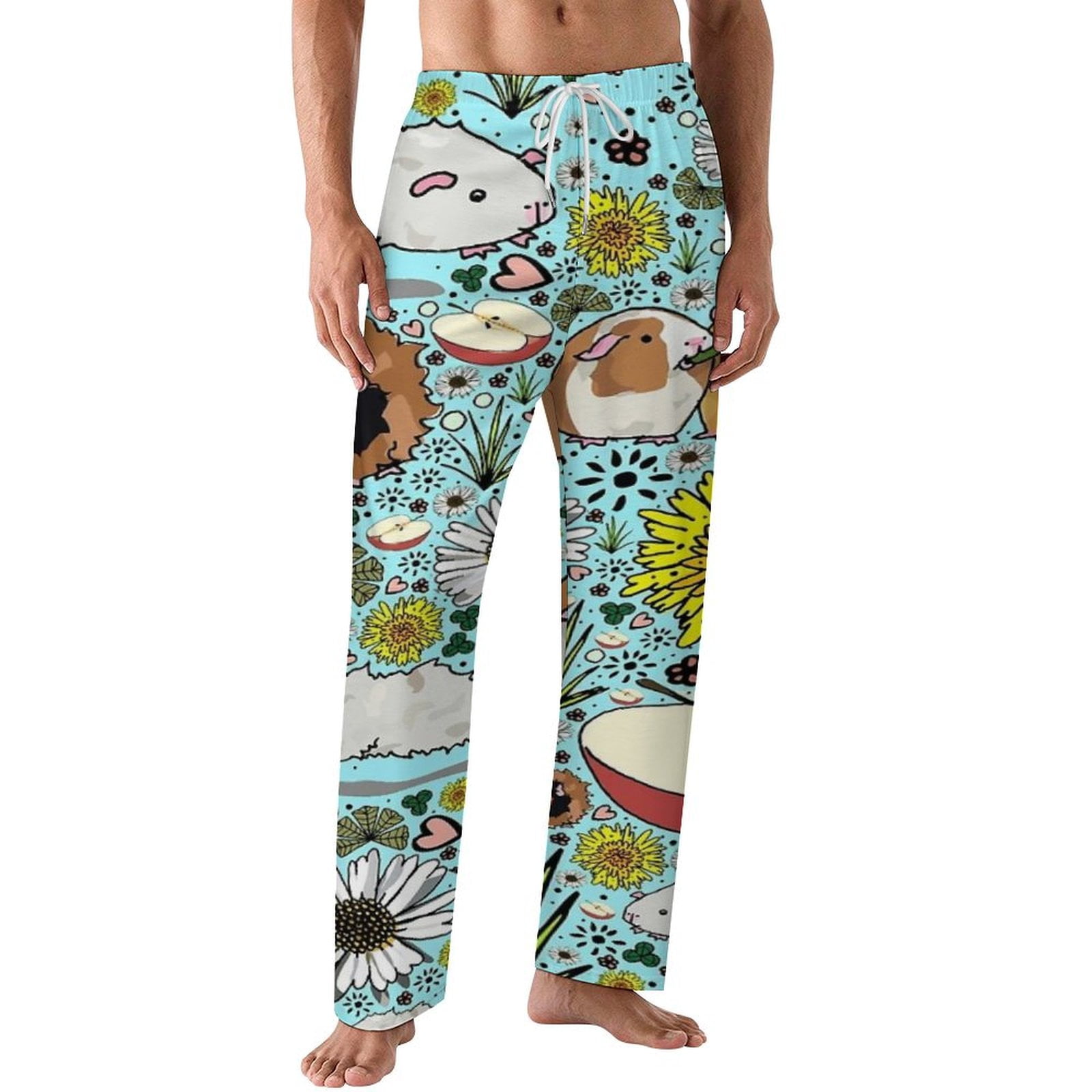 Guinea Pigs in Blue Greeting Mens Pajamas Pajama Pants Mens Sleepwear ...