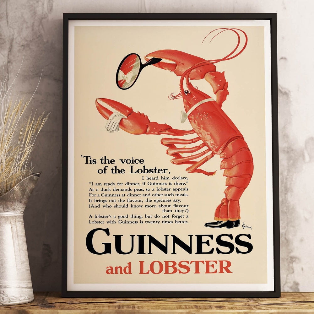 Guinness And Lobster Poster - Vintage Poster - Retro Poster - Cafe ...